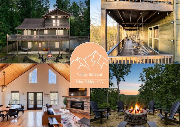 7 Min To Downtown! Sleeps 10 ~ Hot Tub ~ Fire Pit - Blue Ridge, GA