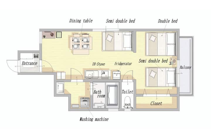 One Stop (3 Minutes) To Namba/ 4people / 1ldk - Osaka