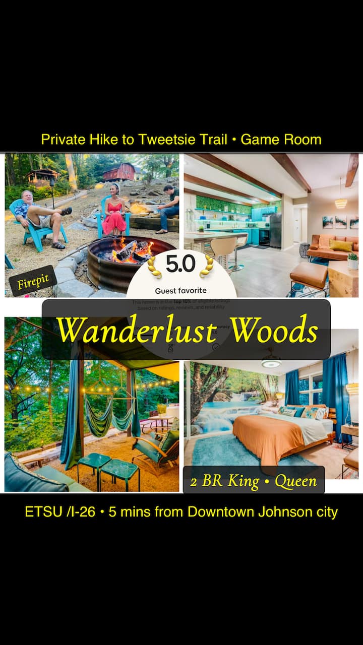 Secluded Downtown Firepit/kingqueen2futons/i-26 - Johnson City