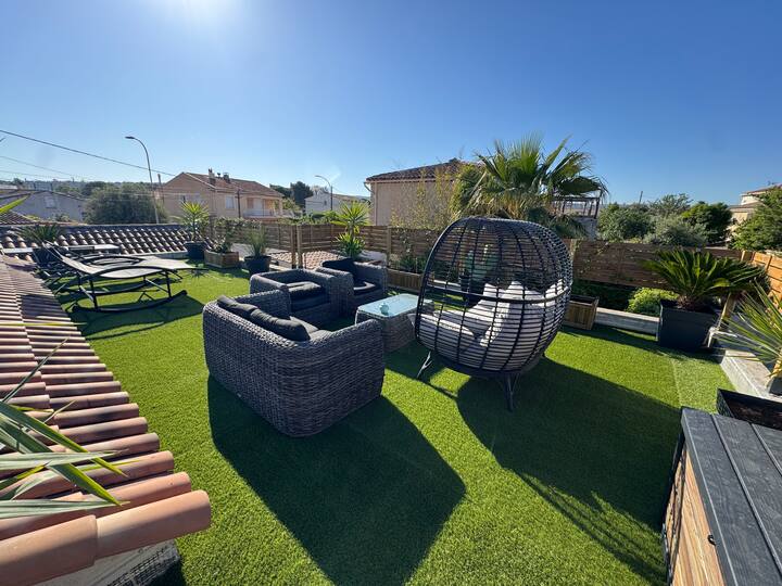 Loft Pour 4, Piscine, Jacuzzi, Rooftop, Barbecue - Vitrolles
