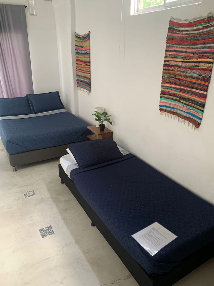 Room Double & Single Bed, Balcony & Private Bath - Medellín, Colombia