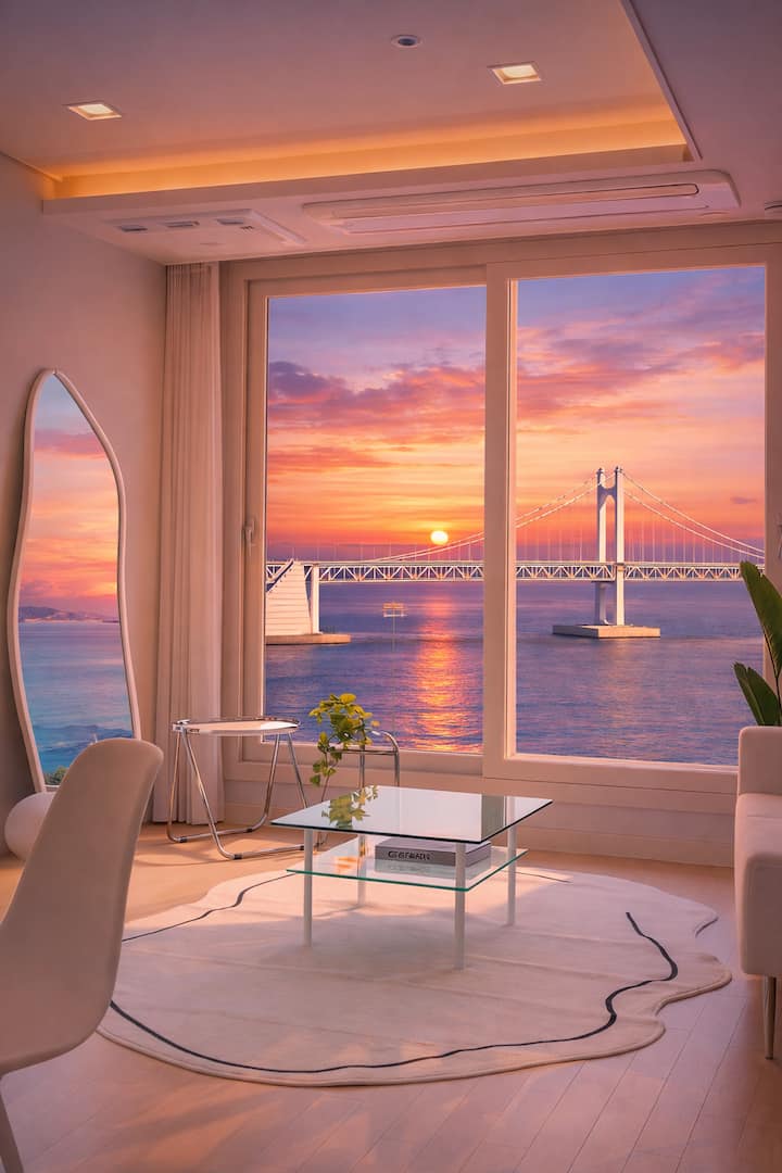 1.합법숙소/풀오션뷰/3룸(침실2+거실)/퀸침대3개/무료주차/광안대교20평/호텔럭셔리콘도 - Busan