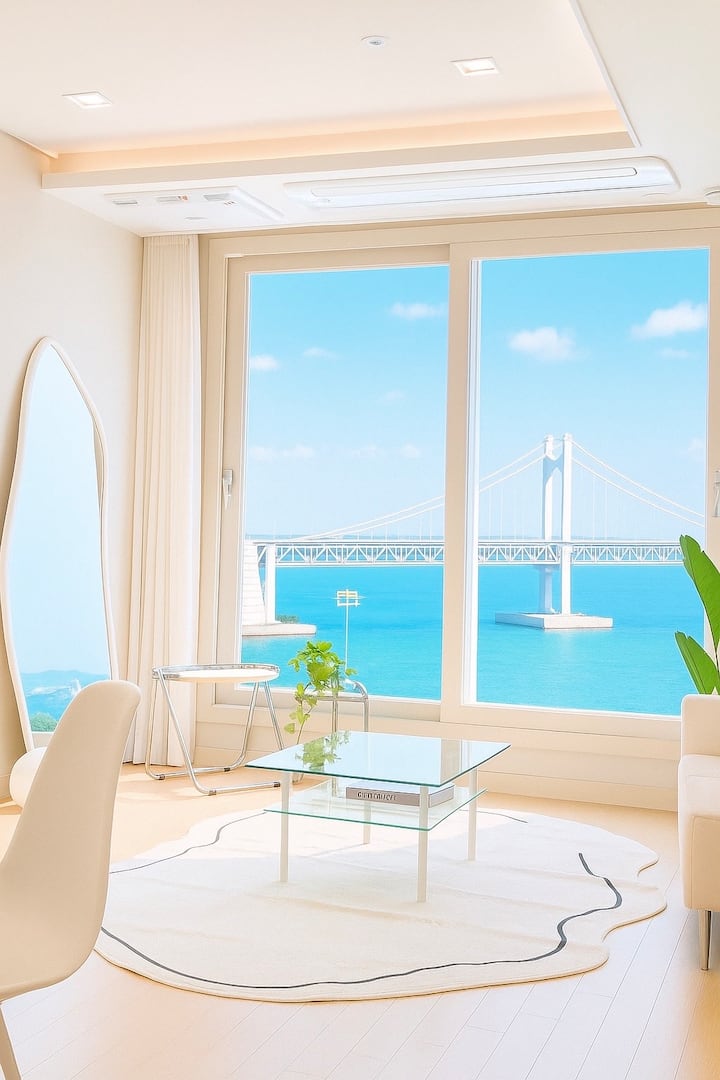 ‘합법숙소/전체오션뷰/침실2,거실1(침대3)/무료주차/8인가능/lg시네빔/20평/단체가능 - 釜山