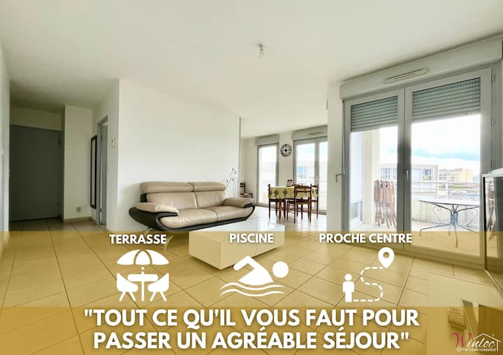 2 Chambres/lumineux/terrasse/piscine/proche Centre - Valence