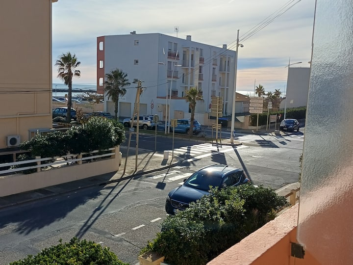 Plage à 50 M Vue Mer Balcon Sud 1er.étage, Parking - Valras-Plage