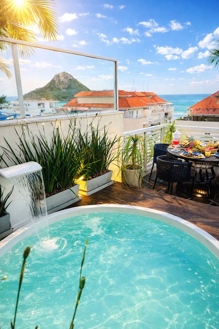 Cobertura Com Piscina Aquecida  E Cinema Vista Mar - Recreio