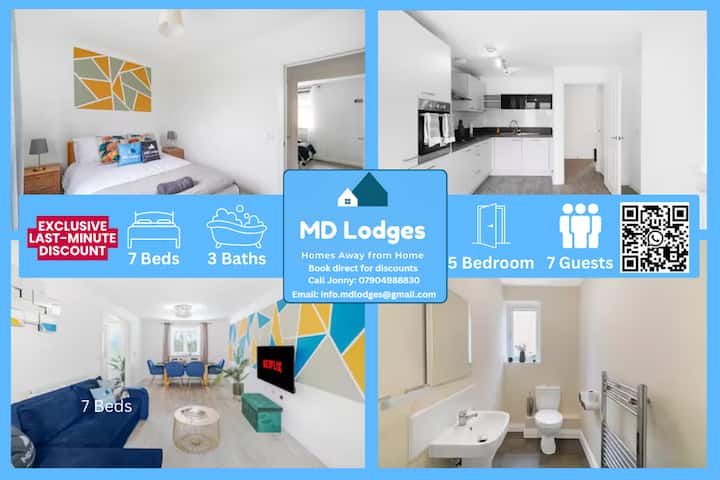 Sleek 5-br | For 7 | Wi-fi | Contractors Stay - Peterborough, Royaume-Uni