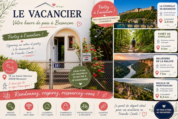 Le Vacancier: Terrasse, Confort, Vélos En Sécurité - Besançon