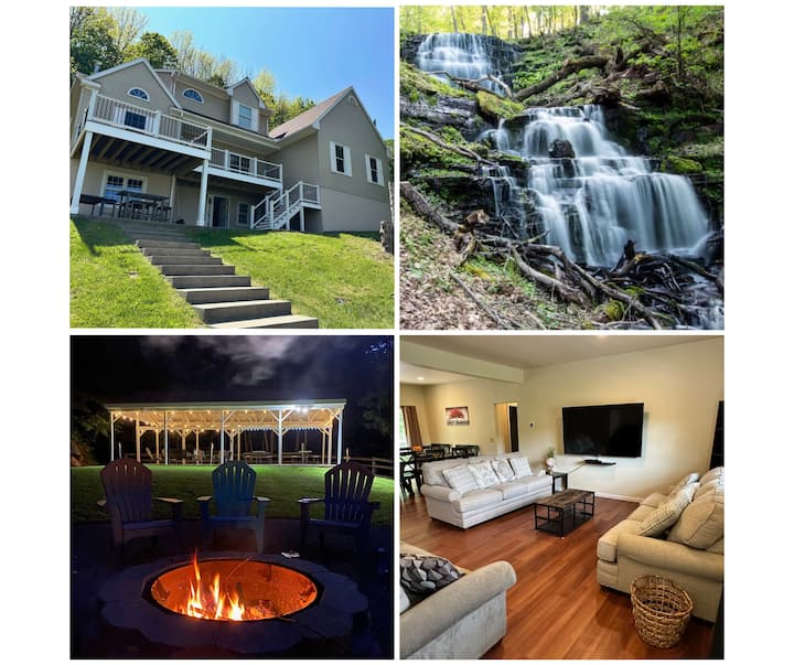 Gamerm-waterfall W/deck-slp28-firepit-pavilionview - Oneonta, NY