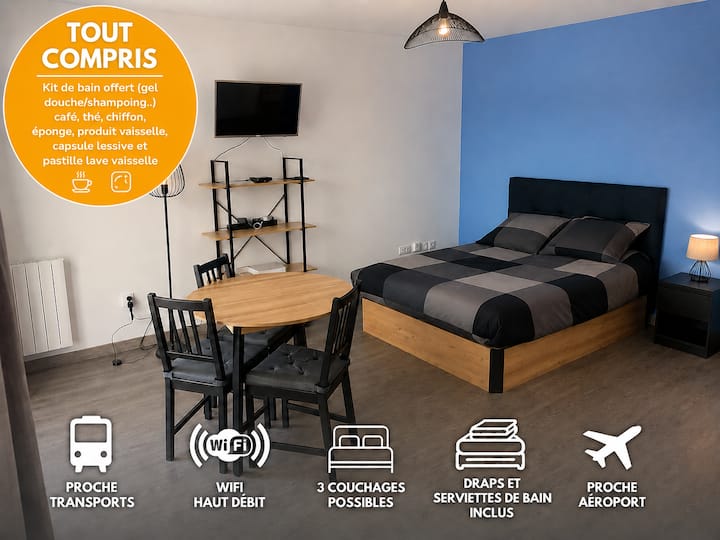 Appartement T1 Proche Aéroport - Aéroport Rennes Bretagne (RNS)