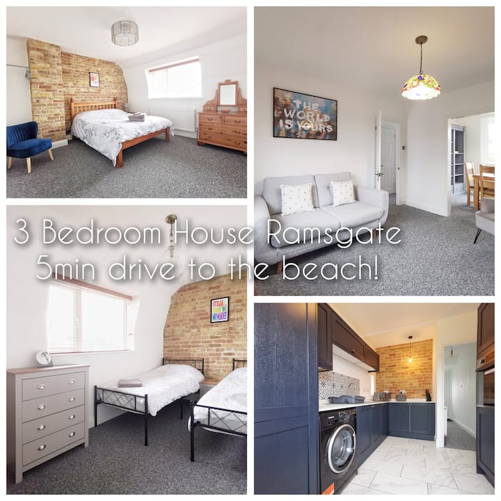 3bed House Ramsgate 5min Drive 2beach Pet Friendly - Kingsgate Bay Beach