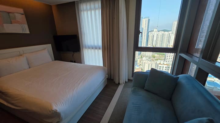 3313#감성숙소with#무료짐보관#초고층 시티뷰#해변3분#해운대역2분#정수기#ott - Busan