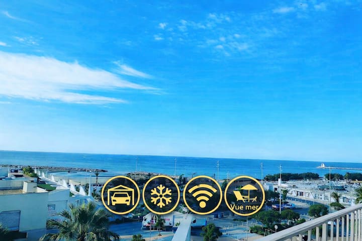 F3 Vue Mer Terrasse Garage 50m Plage - La Grande-Motte