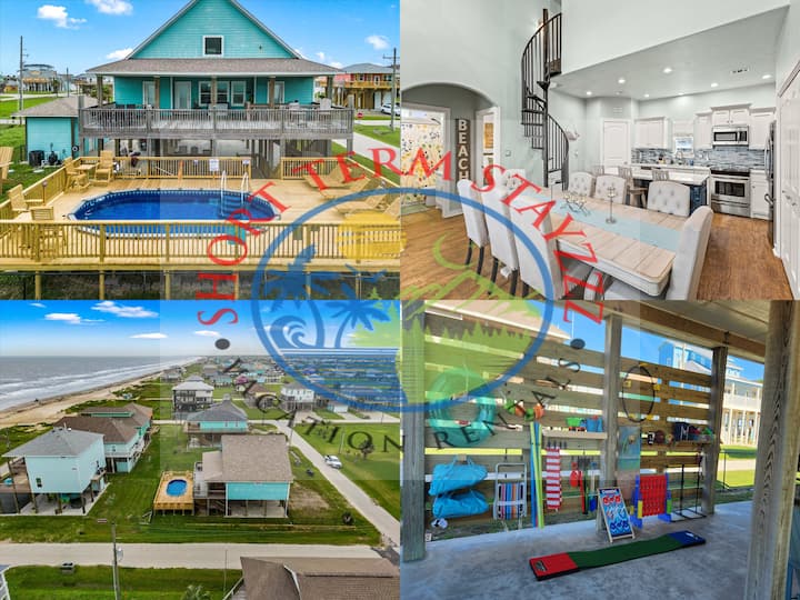 200ft To Beach, Heated Pool, Game Wall, Sleeps 15 - Crystal Beach, TX