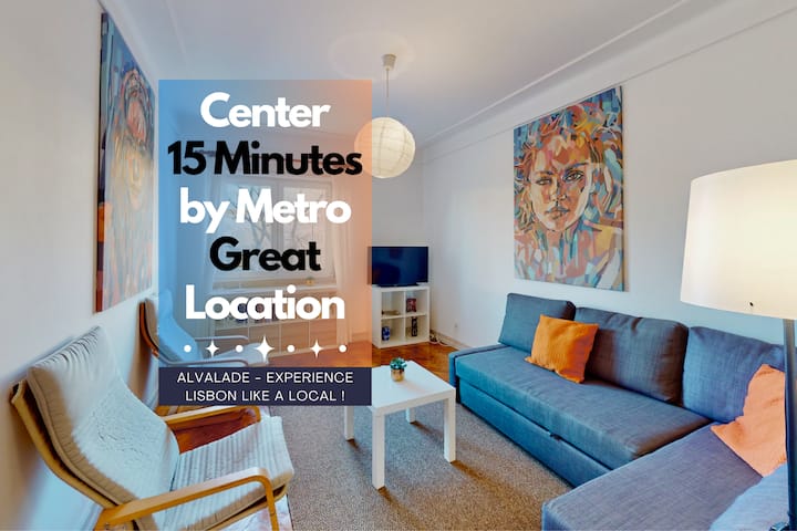 Métro à 2 Pas, Quartier Local, 15 Min Centre - Lizbona