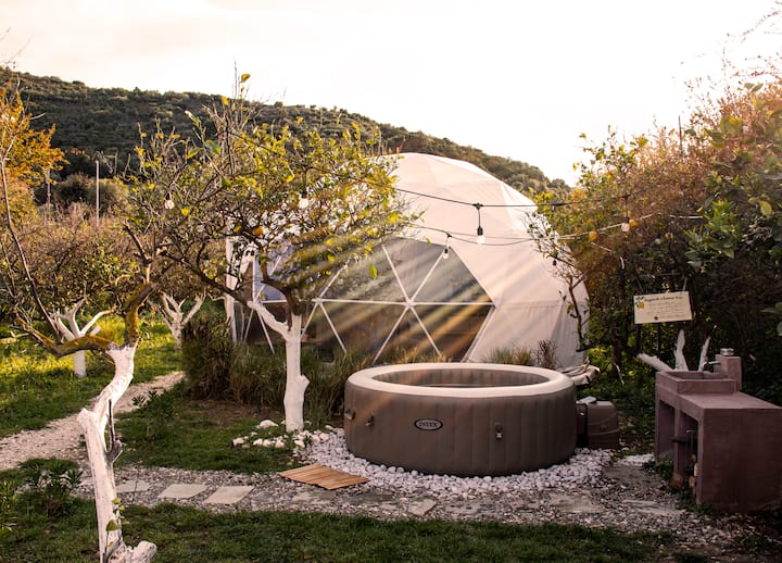 Lemon Tree Dome House | Private Seaside & Hot Tub - Greece