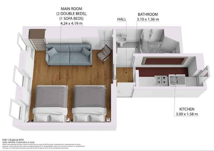 Fri-1-e Cool Soho Studio Apartment Sleeps 6. - Central London
