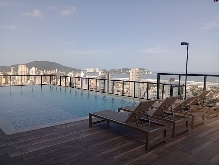 Studio 169 Guarujá, Piscina E Vista Mar! - Guarujá