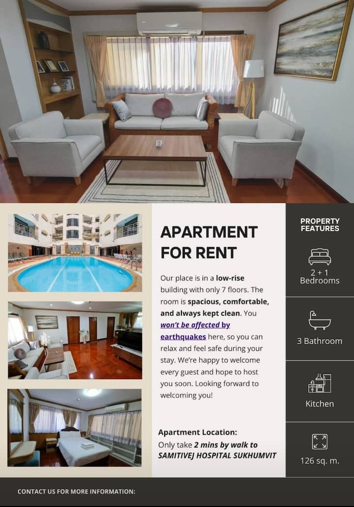 D3, 6minbts, 2+1b3b Big126m² Thonglo Samitivej说中文 - Bangkok