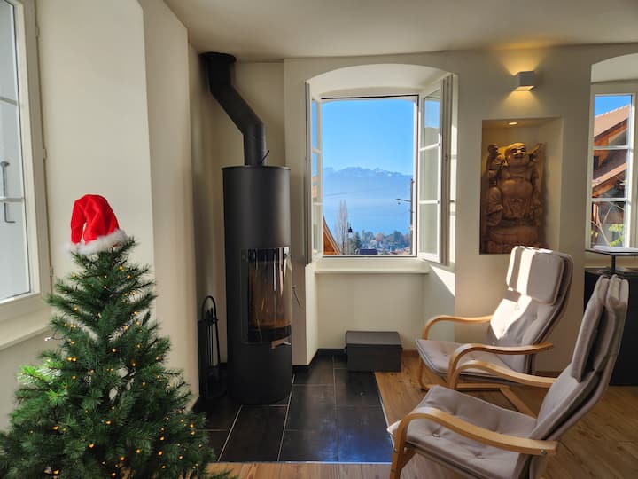 Cozy Home With Mountain Lake View & Fireplaces. - Vevey
