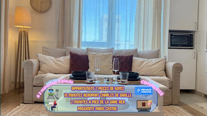 Lumineux & Cosy Apt Proche Airport Cdg & Gare - Luzarches