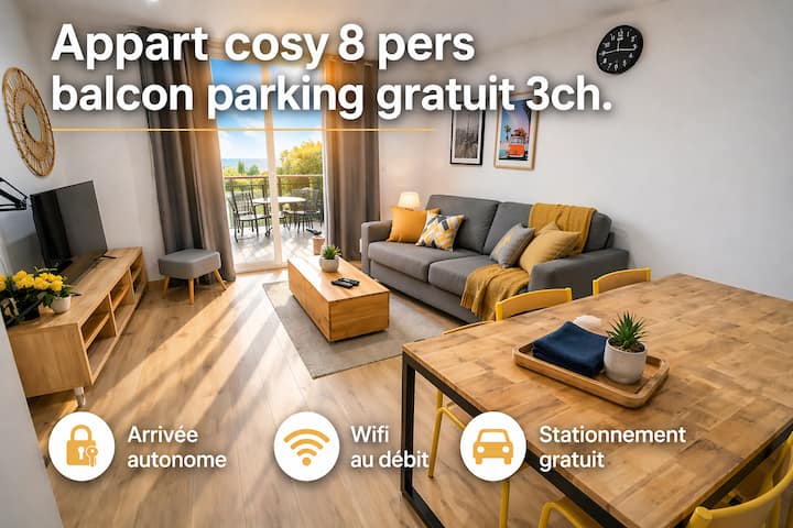Appart Cosy 8 Pers Balcon • Parking Gratuit • 3 Ch - Mulhouse