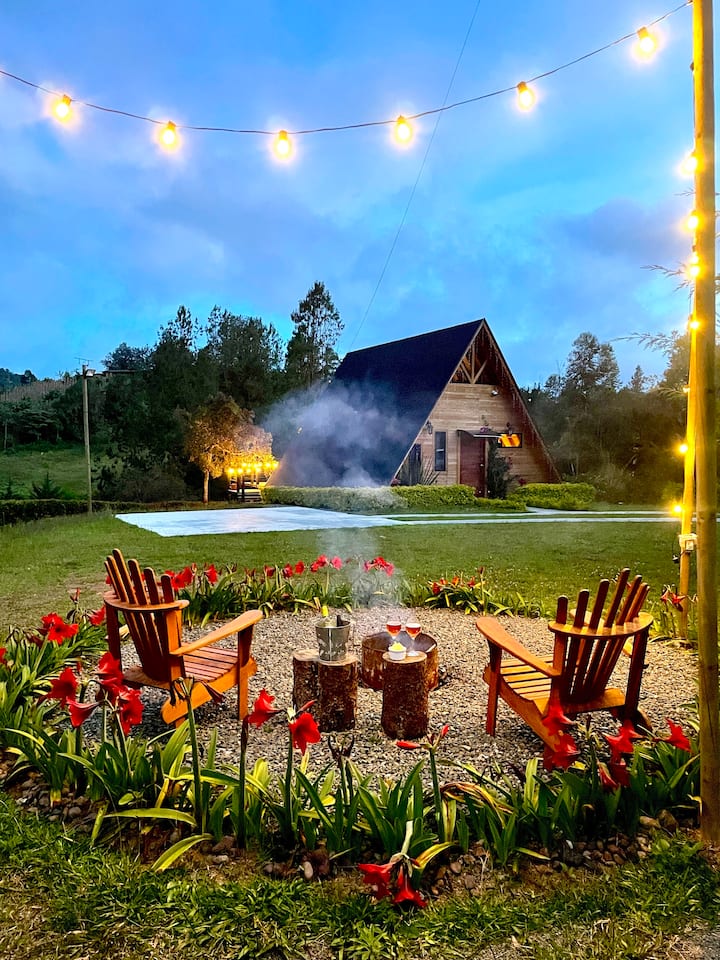 Cabaña Alpina + Jacuzzi+chimenea+fogata(privada) - Colombia