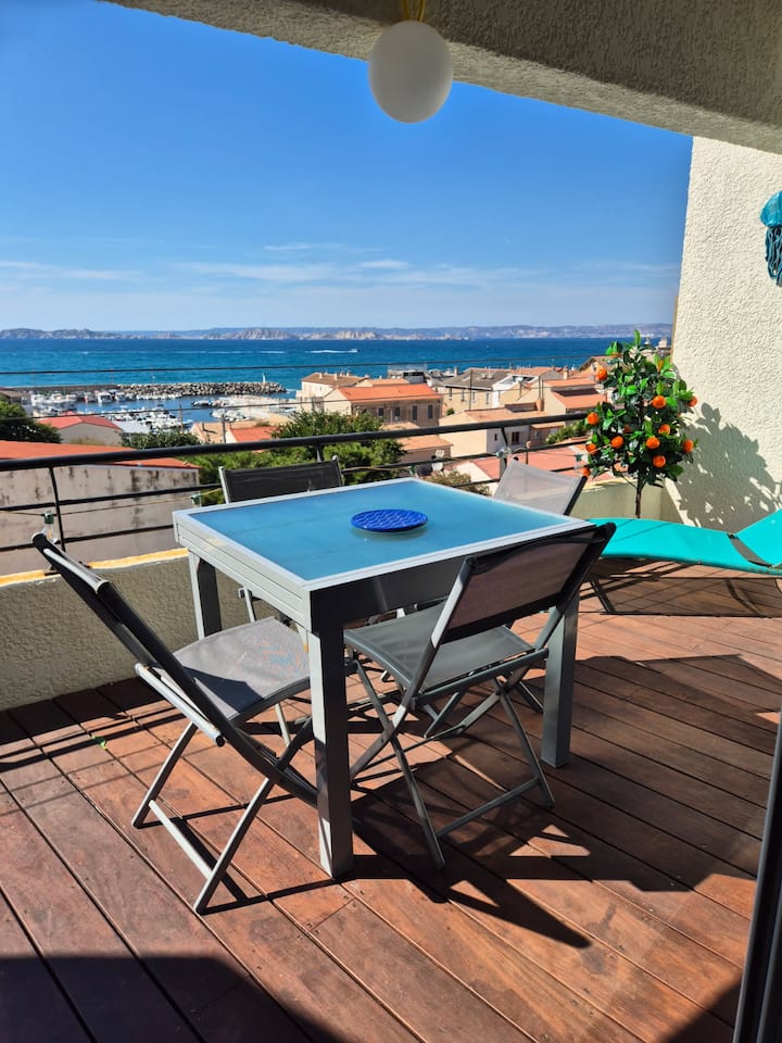 T3 Duplex Cosy 70m², Vue Mer, Terrasse, 5 Min Mer - Marseille