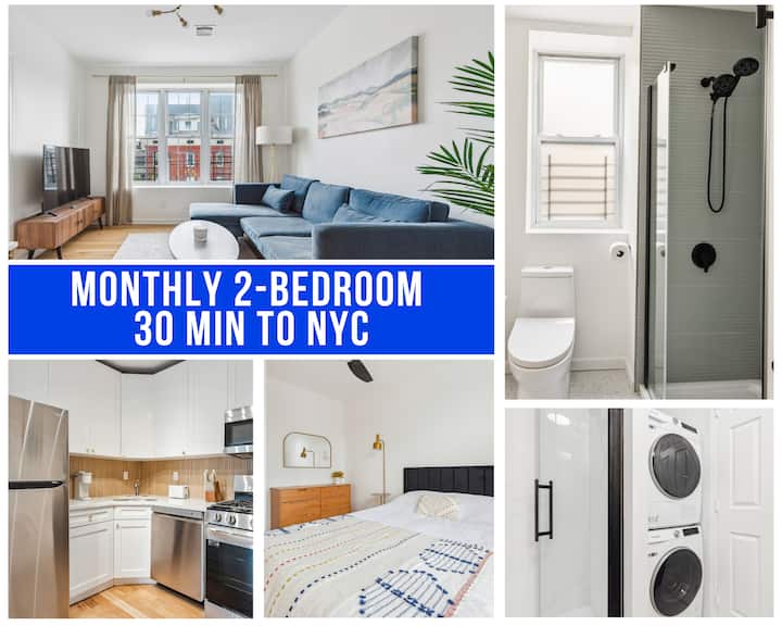 Stylish 2br In Jersey City | 30 Min Nyc | Monthly - Jersey City, NJ