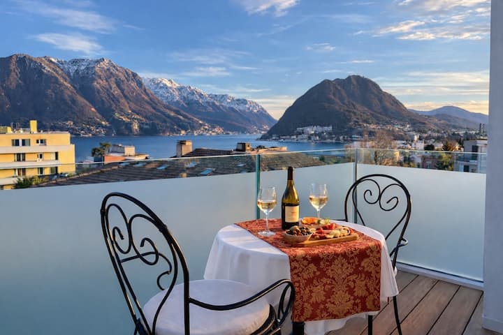 Luxury Lake View Penthouse Jacuzzi & Steam Bath - Lugano