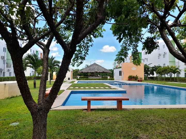 Departamento En Cancún Alberca Asador Seguro Park - Cancún