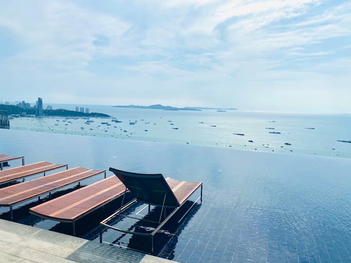 高端网红公寓41平海景大一居室，高速光纤网络覆盖，无边泳池高档社区 - Pattaya City