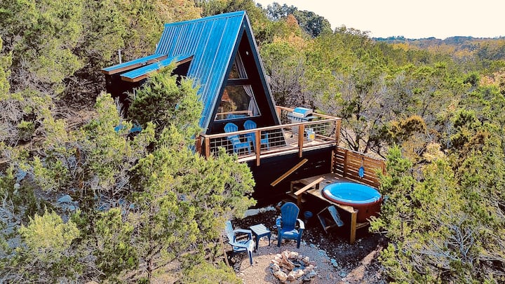 A-frame Cabin - Hot Tub, Deck, View, Fire Pit! - Texas