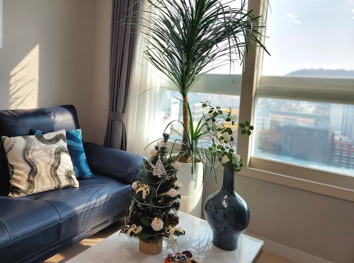 [은하수디앤엠][찬연셋] 8인/침대3개(퀸2,싱글1),바닥침구3개/지하철3분/고층신축/룸3 - Daejeon