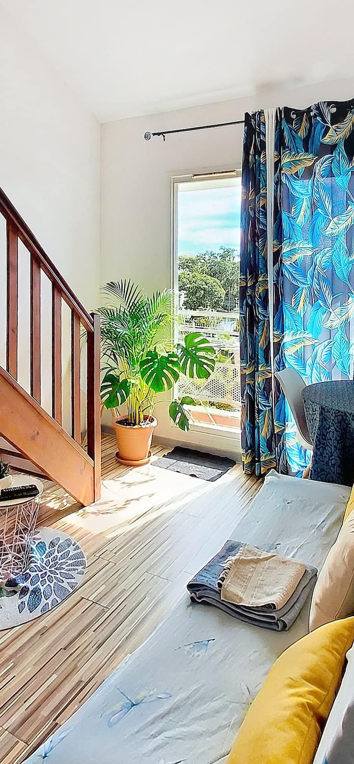 T2 Duplex Mezzanine 
Calme Vue Sur Mer Wifi Clim - Saint-Denis, La Réunion