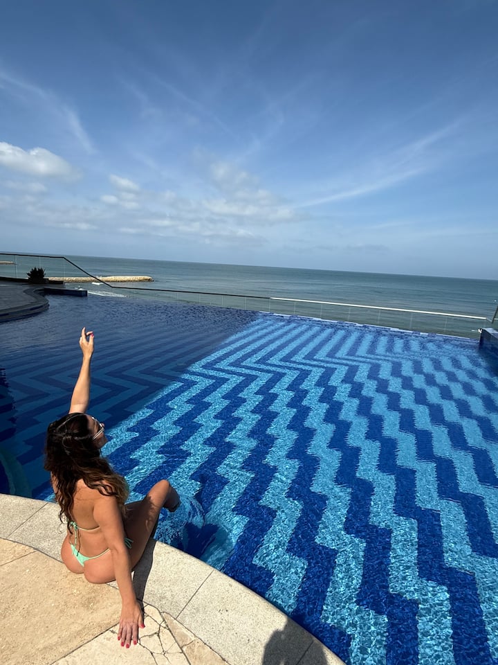 ¡Bocagrande! Vista Al Mar+piscina+aire+tv+parking - Cartagena