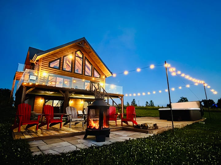Chalet En Bois Rond -  Spa - Foyer  - Lac - Québec