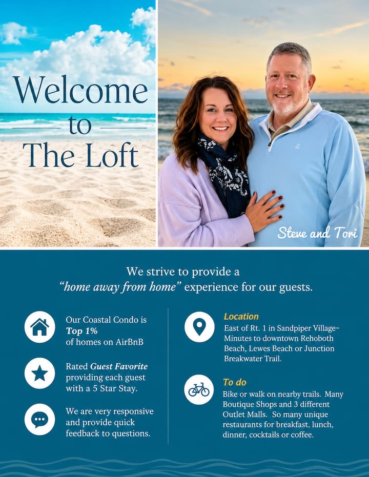 Stylish Coastal Loft Minutes To Rehoboth & Lewes - Delaware