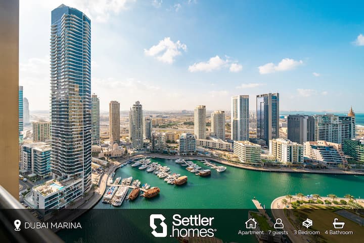 Walk To Jbr Beach | Luxe 3br | Marina & Sea Views - ドバイマリーナ