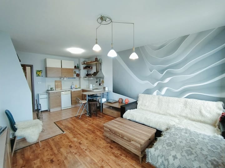 2br с видом на горы, СПА, парковка, рядом лыжня - Bansko