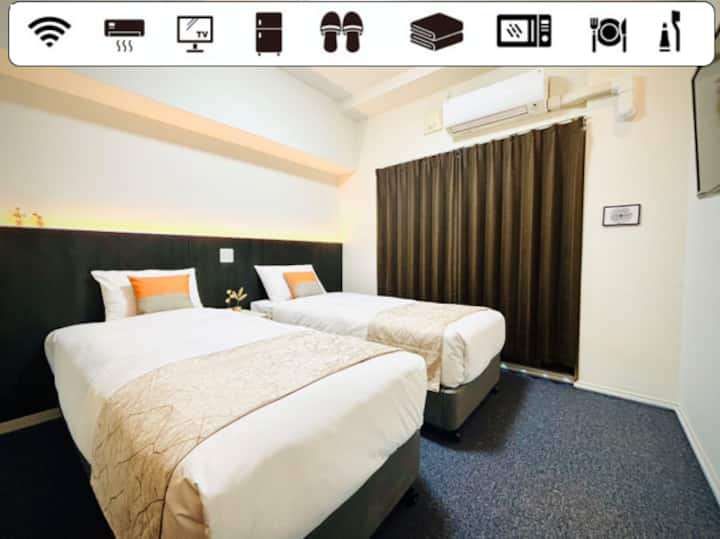 42 两人标准间【通天阁步行1分钟】「市区中心商圈」天王寺·日本桥·难波·道顿堀·心斋桥徒步范围内 - Umeda