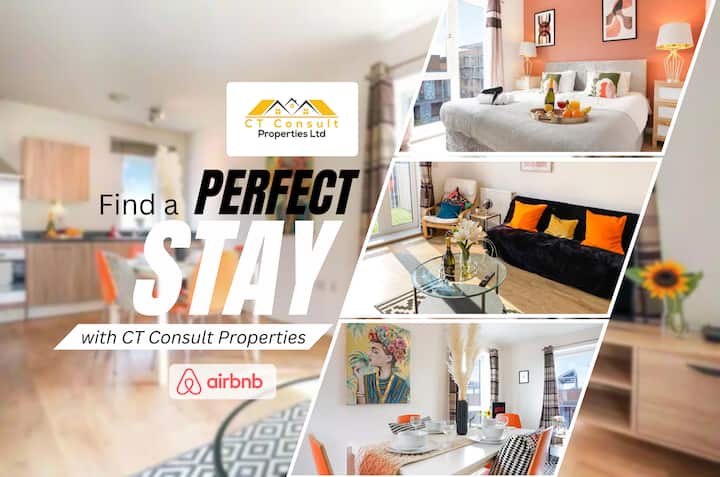Beautiful 2bed|2bath|freeparking Mk City Apartment - Milton Keynes