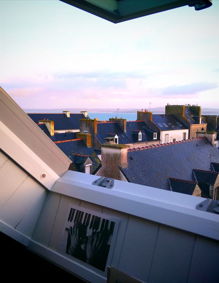 Centre Ville, Vue Mer, Piano, Guitare, Livres. - Douarnenez