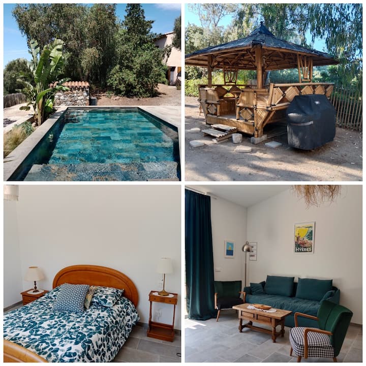 77 M2 Cadre Exceptionnel 2ch Piscine Jardin Calme - 예르