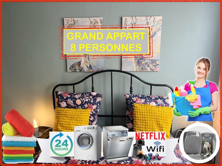 16 Chic Et Cosy Grand Appart, Centre, Wifi Netflix - Saint-Étienne