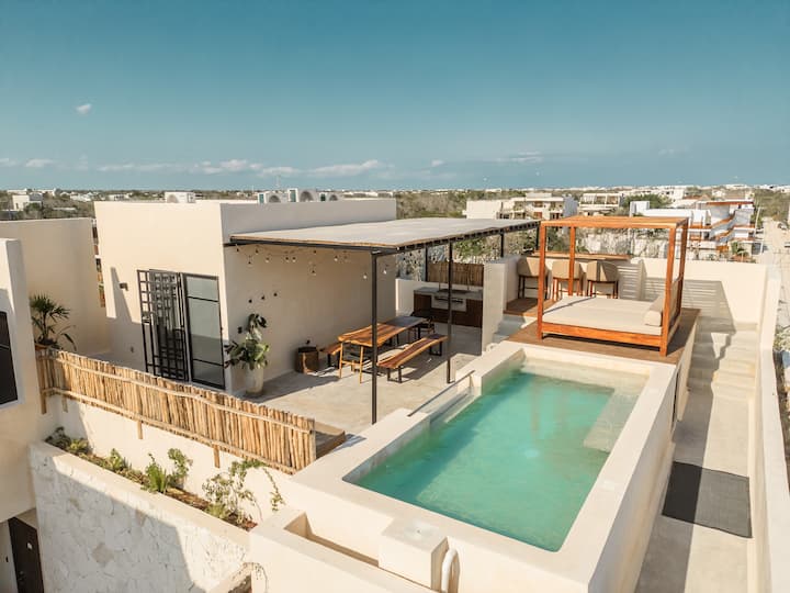 Deluxe 3 Bedroom-penthouse Pool & Bbq Rooftop - Tulum