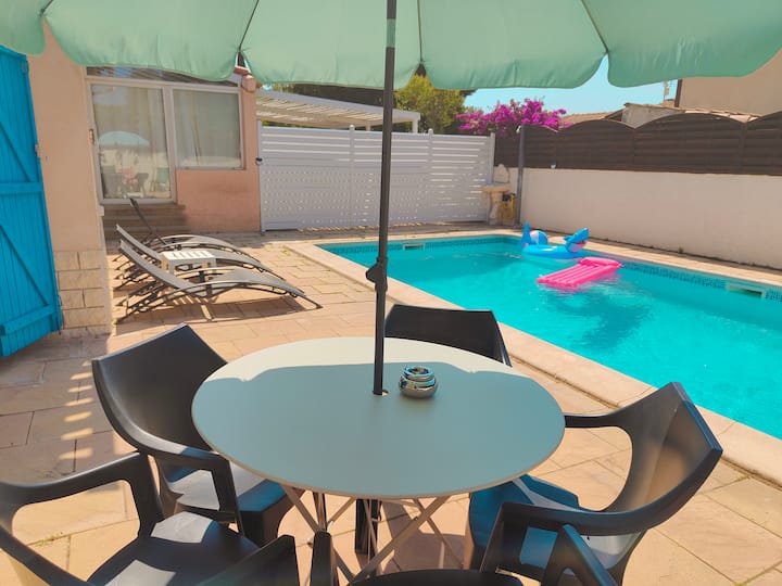 Coquet Pavillon Avec Piscine Privée - Plage de Fos-sur-Mer