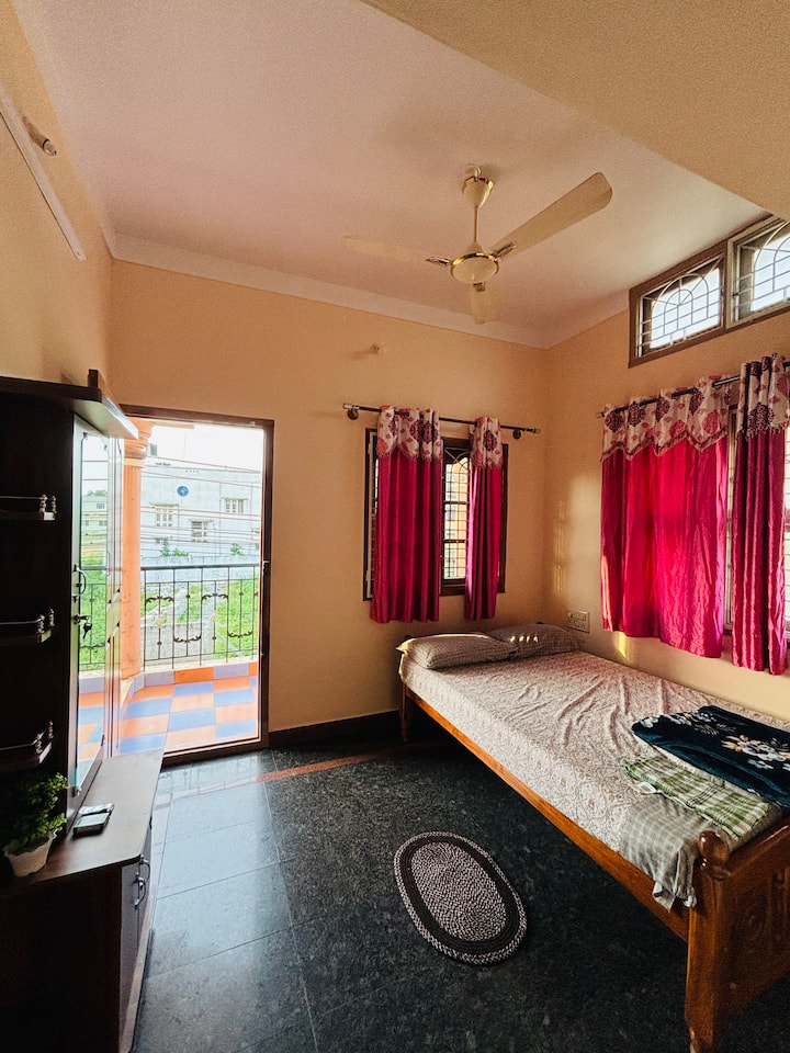 Spacious Double Bed With Balcony - Shivamogga