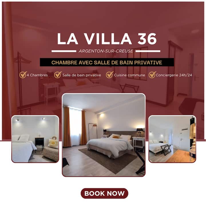 Maison Partagée - 4 Chambres Avec Sdb Privative - Argenton-sur-Creuse