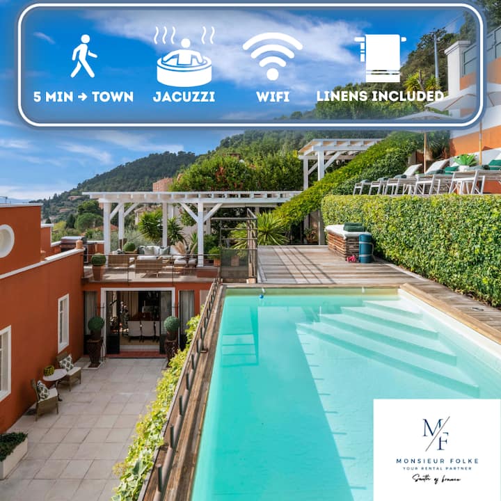 Villa Belle Vue - 5 Bdr, 5 Min Walk To Town & Pool - Grasse